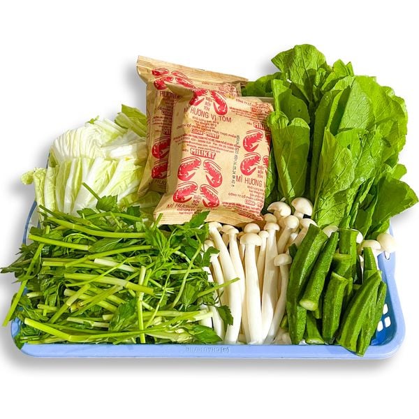 Set rau lẩu và mỳ đầy đủ cho 3 - 4 người ăn | Cá Mú Đỏ