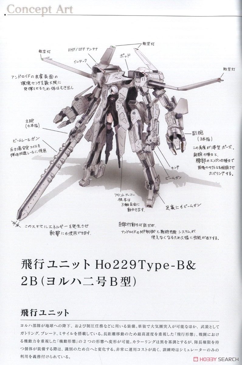 SQUARE ENIX Nier Automata Flight Unit Ho229 Type B & 2B - LIB Gunpla