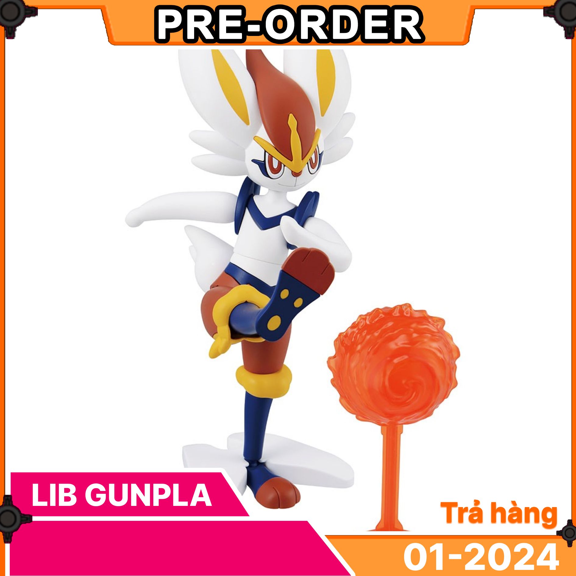 [Pre-order] - 2024 tháng 01 - POKEMON PLAMO COLLECTION 50 Cinderace - LIB Gunpla