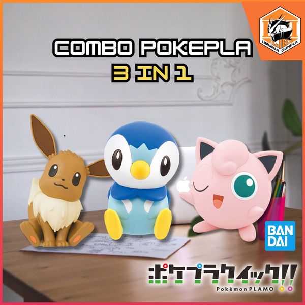 Combo Pokepla Quick - Cute Trio - Eevee + Piplup + Jigglypuff - LIB Gunpla
