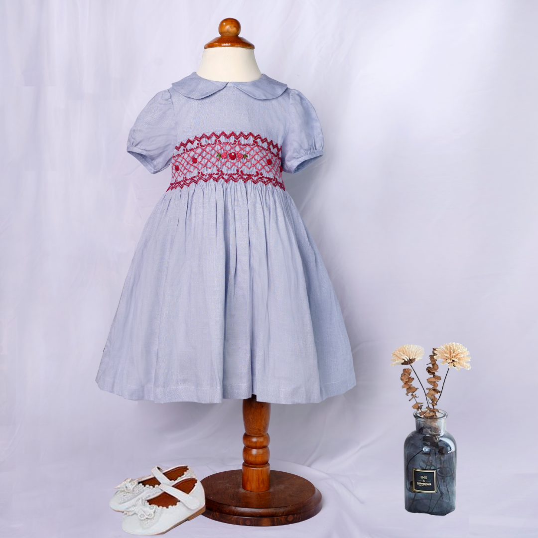 Kids Boutique Smocking Clothes Peter Pan Collar Summer Embroidery Flow – CHICLORE