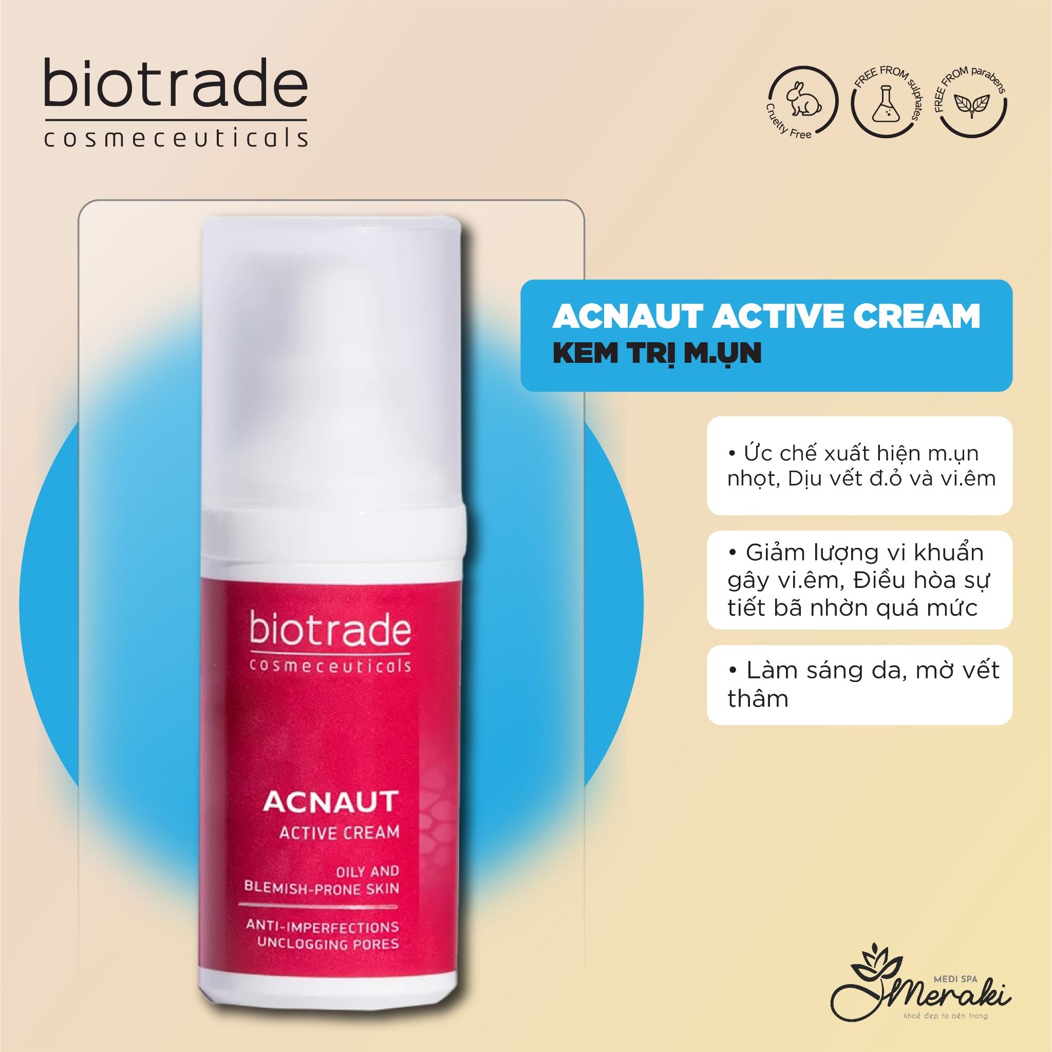 [BIOTRADE] Kem giảm mụn Acne Out Active Cream 30ml – Meraki Medi