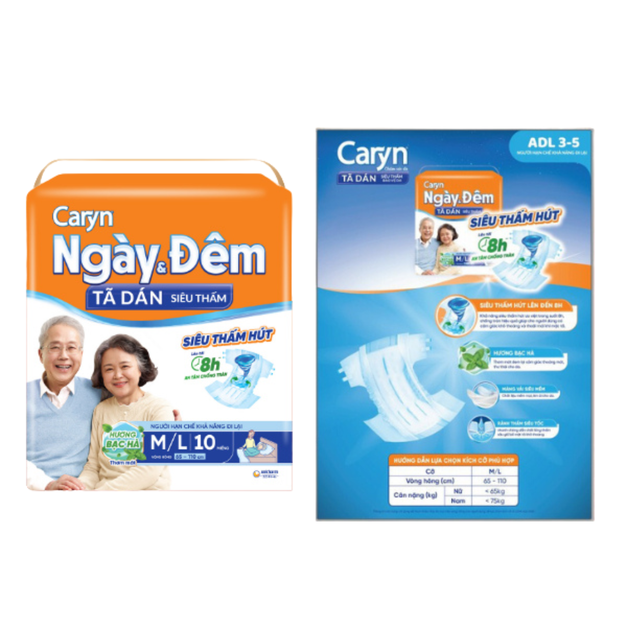 Tã/Bỉm Dán người lớn siêu thấm Caryn Ngày và Đêm M/L10 miếng hương bạc ...