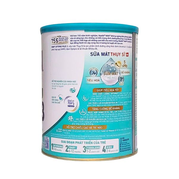 Sữa bột Nestlé NAN OPTIPRO PLUS 3 800g/lon với 5HMO Giúp tiêu hóa tốt – Ruby Mart