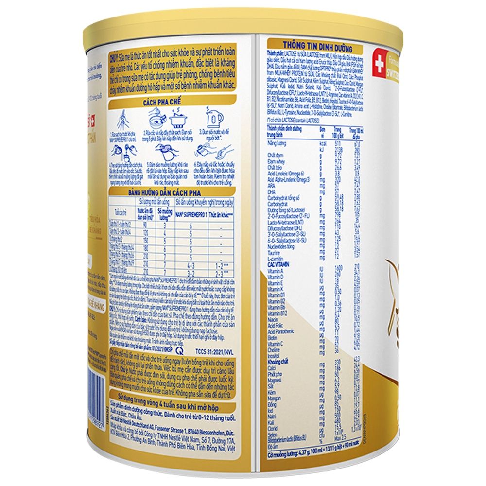 Sữa Bột Nestlé NAN SupremePro 1 lon 800g với 5HMO & đạm Gentle Optipro – Ruby Mart