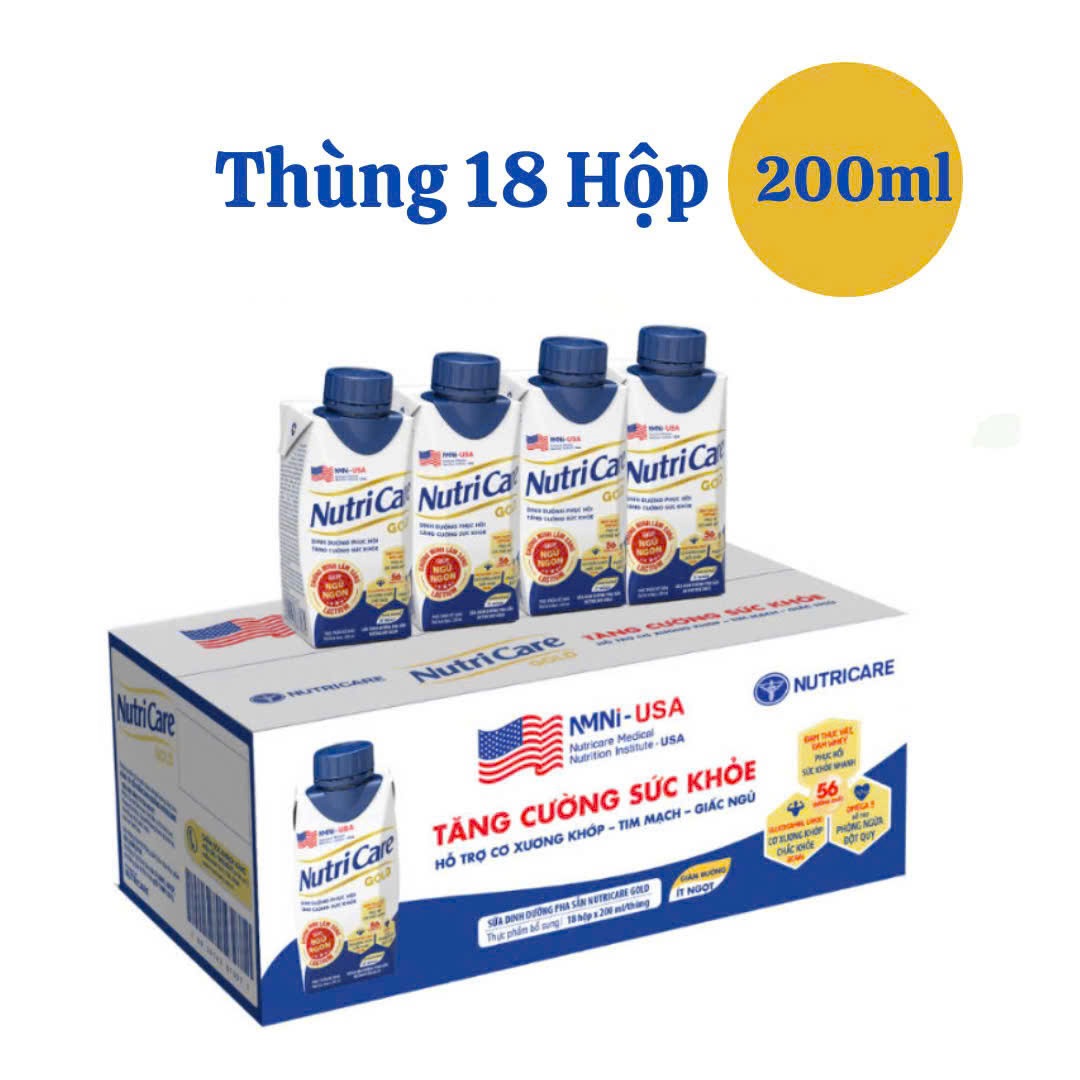 Lốc 6 hộp Nutricare Gold 200ml - Thùng 18 hộp - Dinh dưỡng cho người l – Ruby Mart