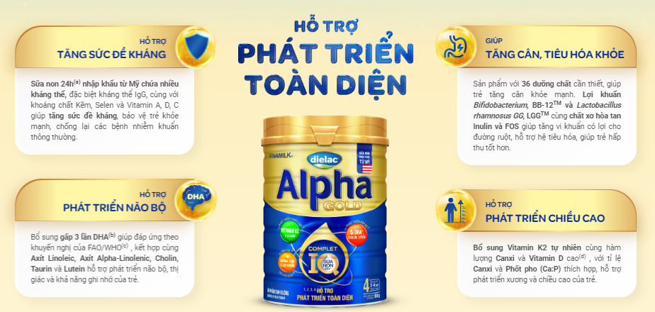 Sữa bột Vinamilk Dielac Alpha Gold 2 - 800g Hộp Thiếc (cho trẻ từ 6 - – Ruby Mart