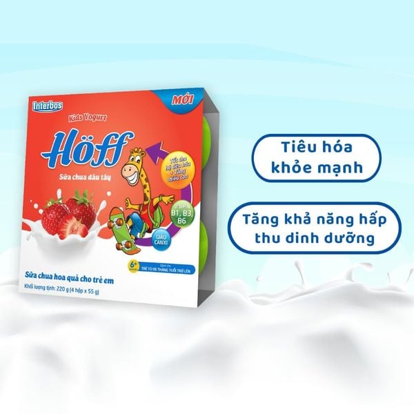 Lốc 4 hộp Sữa Chua trẻ em vị DÂU TÂY Hoff – Ruby Mart