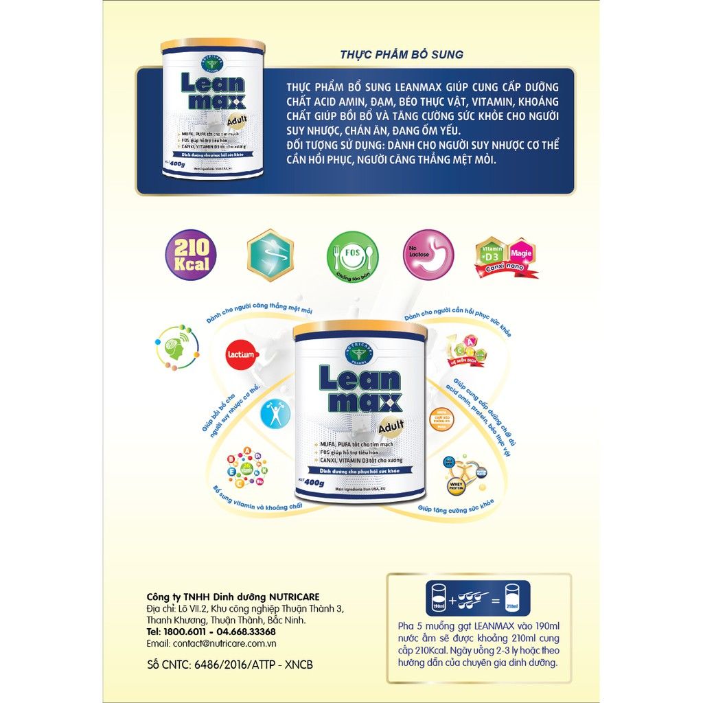 Sữa bột Lean Max Adult 900gr ( dinh dưỡng cho người bệnh) – Ruby Mart