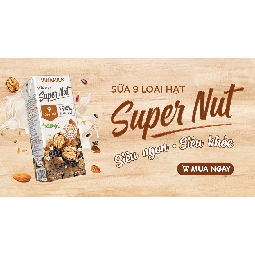 Thùng 24 hộp sữa 9 loại hạt Vinamilk Super Nut 180ml – Ruby Mart