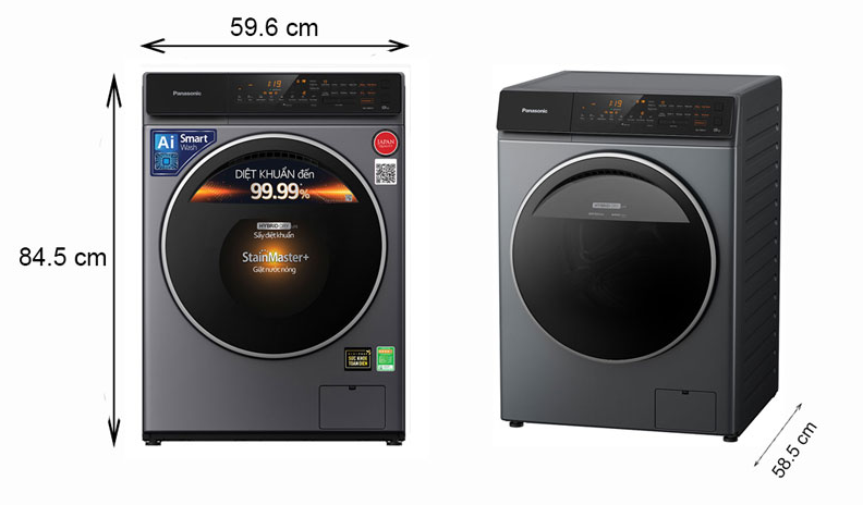 MÁY GIẶT PANASONIC NA-V90FC1LVT , 9KG, INVERTER, LỒNG NGANG, MÀU GHI - – dienmaytrungnhung