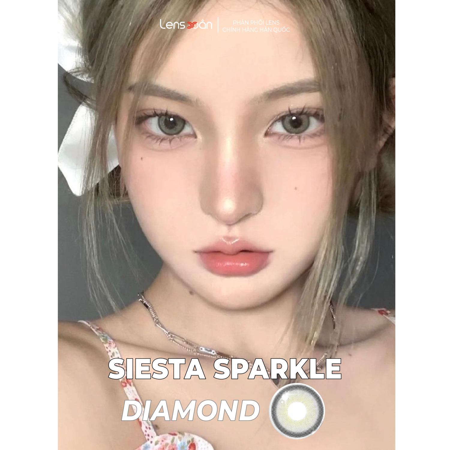 Lens Siesta Sparkle Diamond xám khói kim cương ánh rêu - Color CL