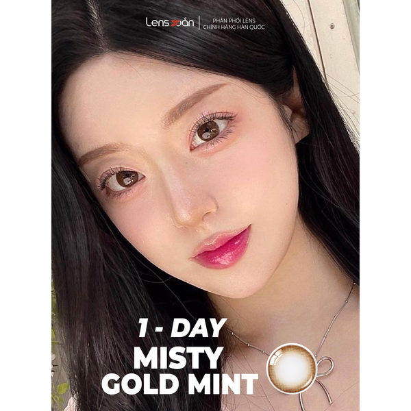 Lens 1 ngày Misty Gold Mint - Olens Lens nâu tự nhiên dùng hàng ngày