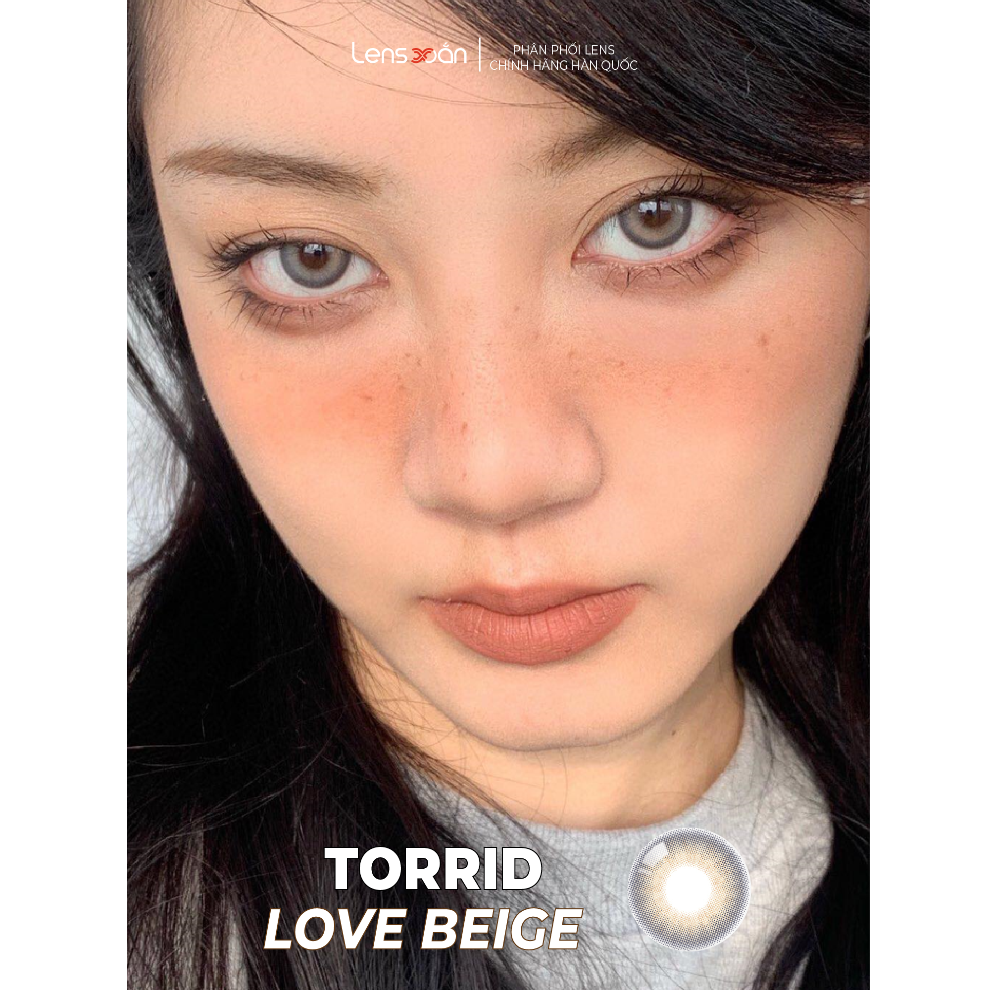 Kính áp tròng Torrid love Beige hãng Olola - Lens nâu lạnh pha xám