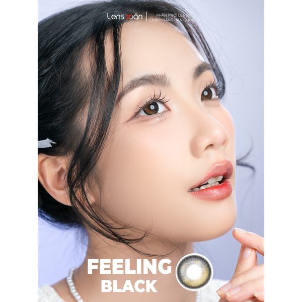 Lens giãn tròng màu lens Feeling Black mắt to tròn baby