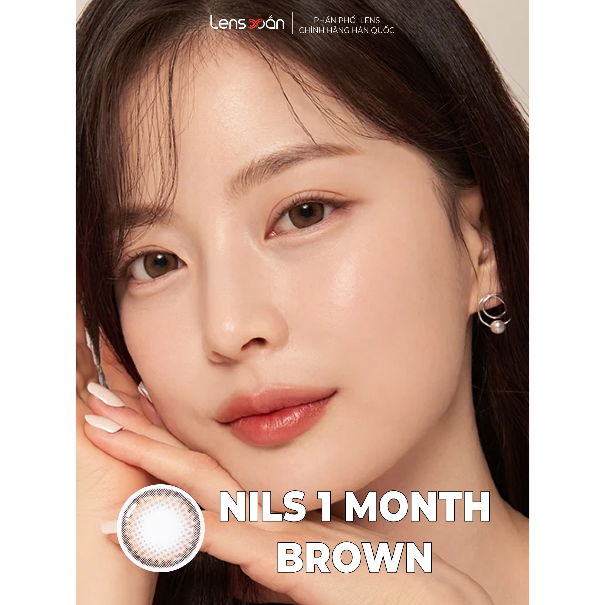 Lens mắt 1 tháng NILS BROWN chính hãng Olens | Nâu Gỗ Trong Veo