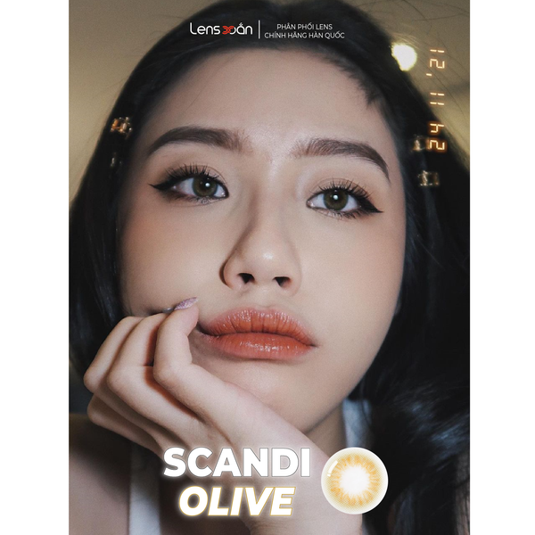 Kính áp tròng Scandi Olive hãng Olens - Lens xanh olive