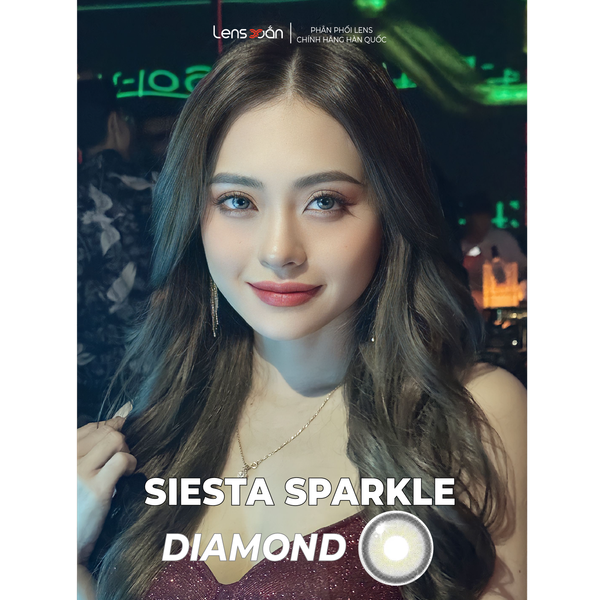 Lens Siesta Sparkle Diamond xám khói kim cương ánh rêu - Color CL