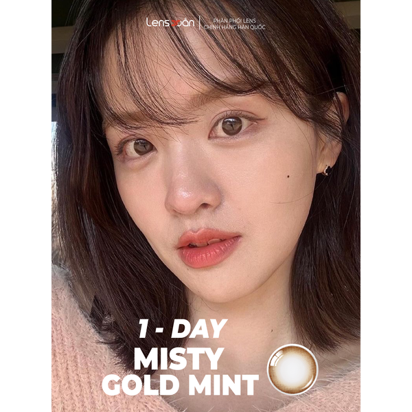 Lens 1 ngày Misty Gold Mint - Olens Lens nâu tự nhiên dùng hàng ngày