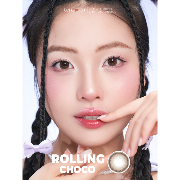 Lens giãn tròng màu nâu choco trầm Rolling Choco mắt to tròn baby