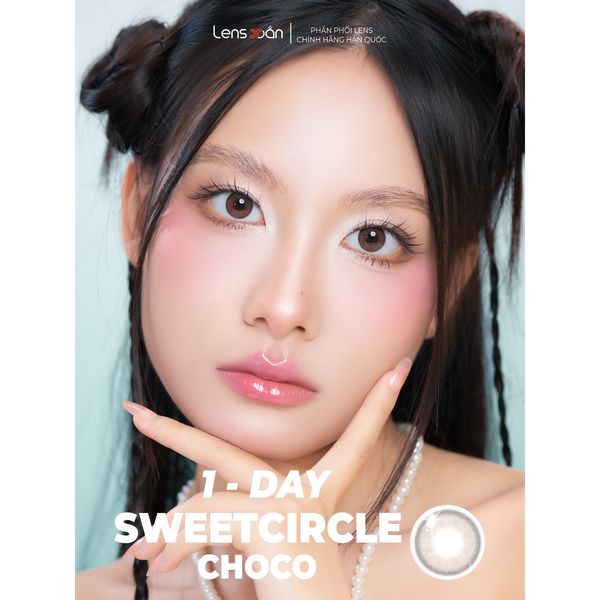 Kính áp tròng 1 ngày Sweetcircle Choco hãng Lensgraphy - Lens nâu choc