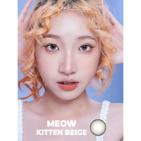 Lens Giãn Tròng nâu xám highlight hồng Meow Kitten Beige - IDIFF