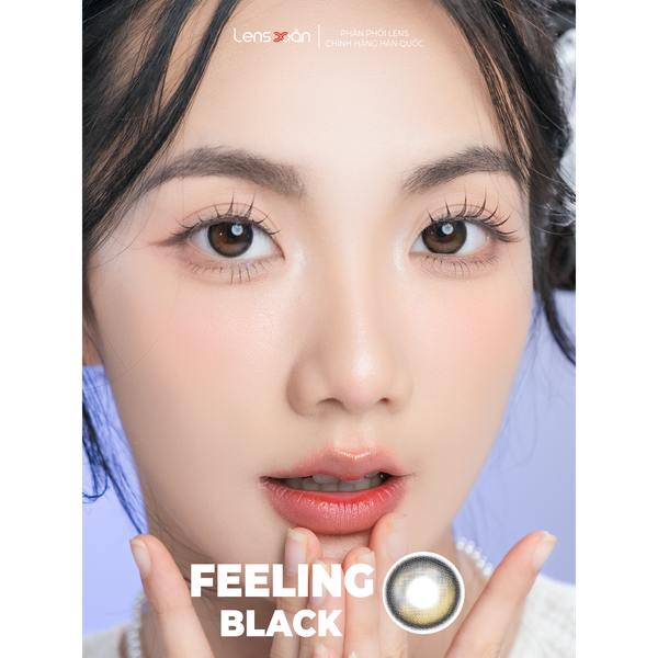 Lens giãn tròng màu lens Feeling Black mắt to tròn baby