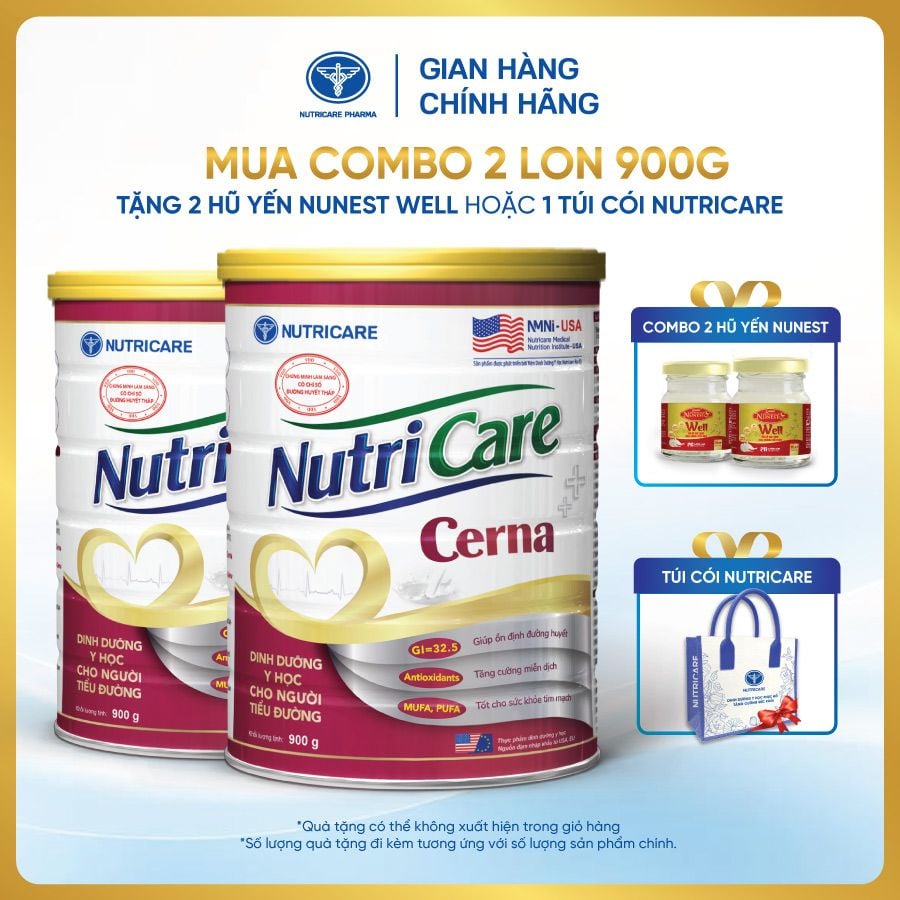 Combo 02 lon Nutricare Cerna 900g - Dinh dưỡng tiểu đường – Dinh dưỡng y học