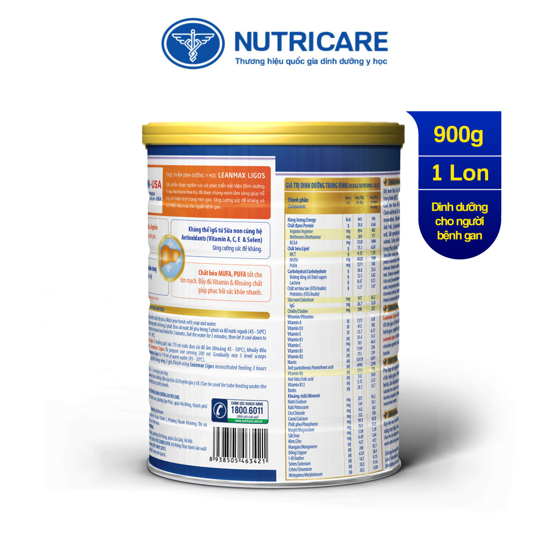 Leanmax Ligos 900g - Dinh dưỡng y học cho người bệnh gan, xơ gan