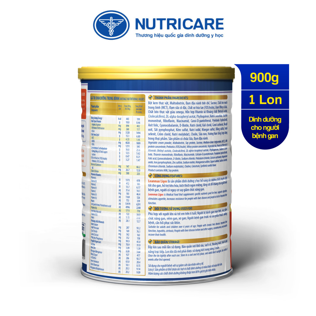 Leanmax Ligos 900g - Dinh dưỡng y học cho người bệnh gan, xơ gan