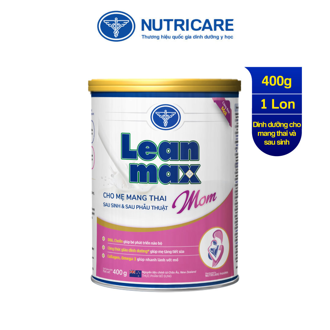 Lon leanmax Mom 400gr - Dinh dưỡng cho mẹ mang thai và cho con bú – Dinh dưỡng y học