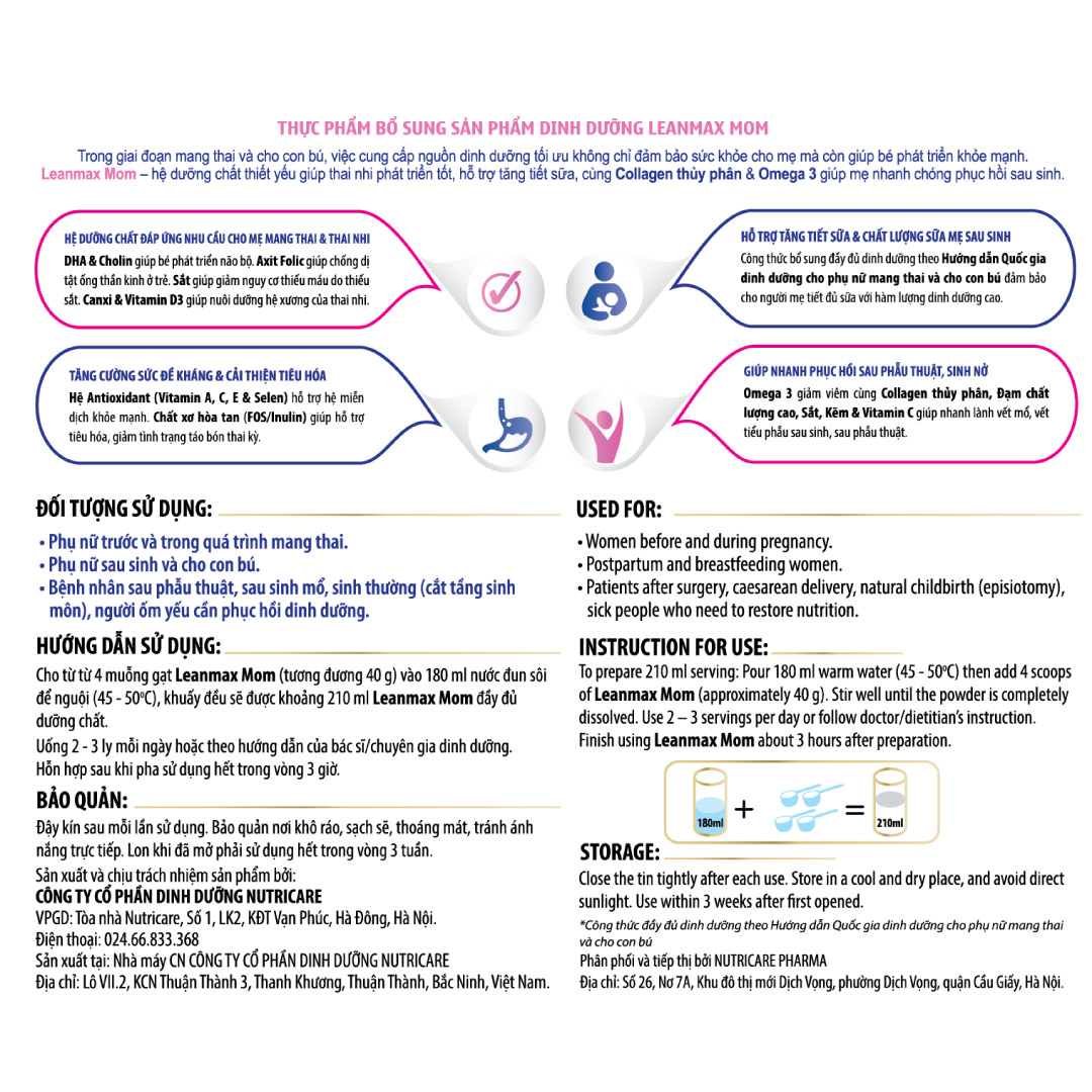 Lon leanmax Mom 400gr - Dinh dưỡng cho mẹ mang thai và cho con bú ...