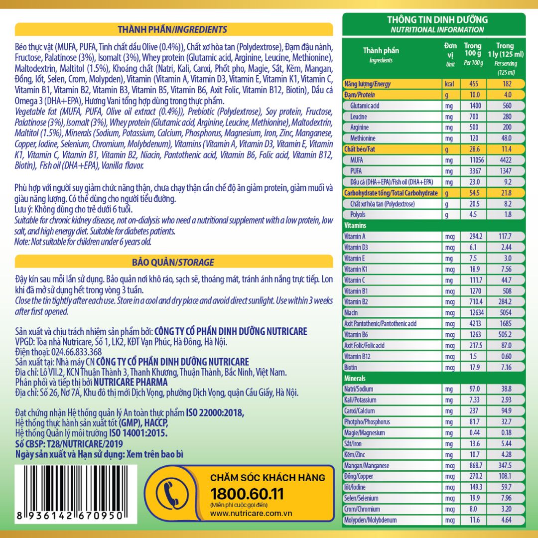 Sữa Leanmax Rena Gold 1 400g - Cho bệnh nhân suy giảm chức năng thận ...