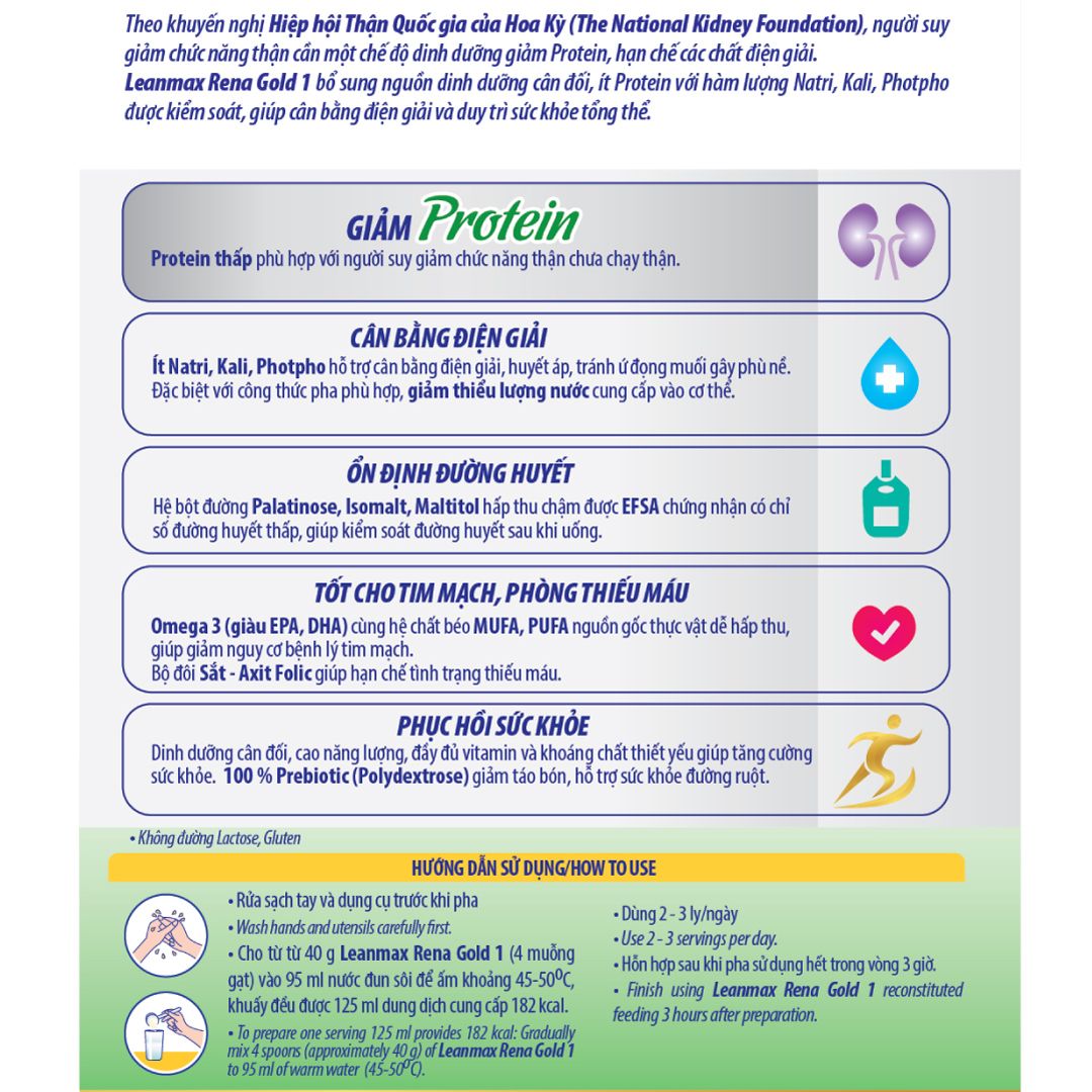 Sữa Leanmax Rena Gold 1 400g - Cho bệnh nhân suy giảm chức năng thận ...