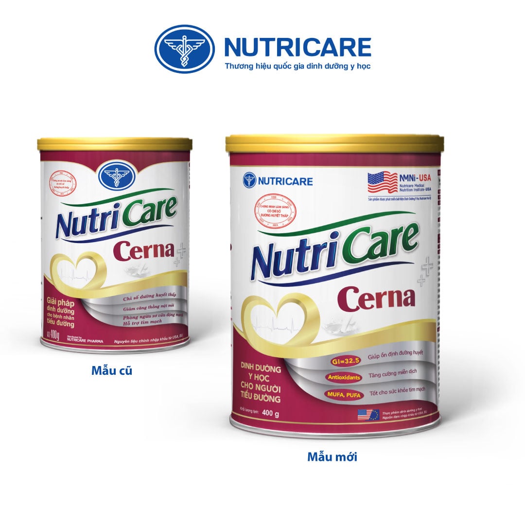 01 lon Nutricare Cerna 400g - Sữa dành cho bệnh nhân đái tháo đường – Dinh dưỡng y học