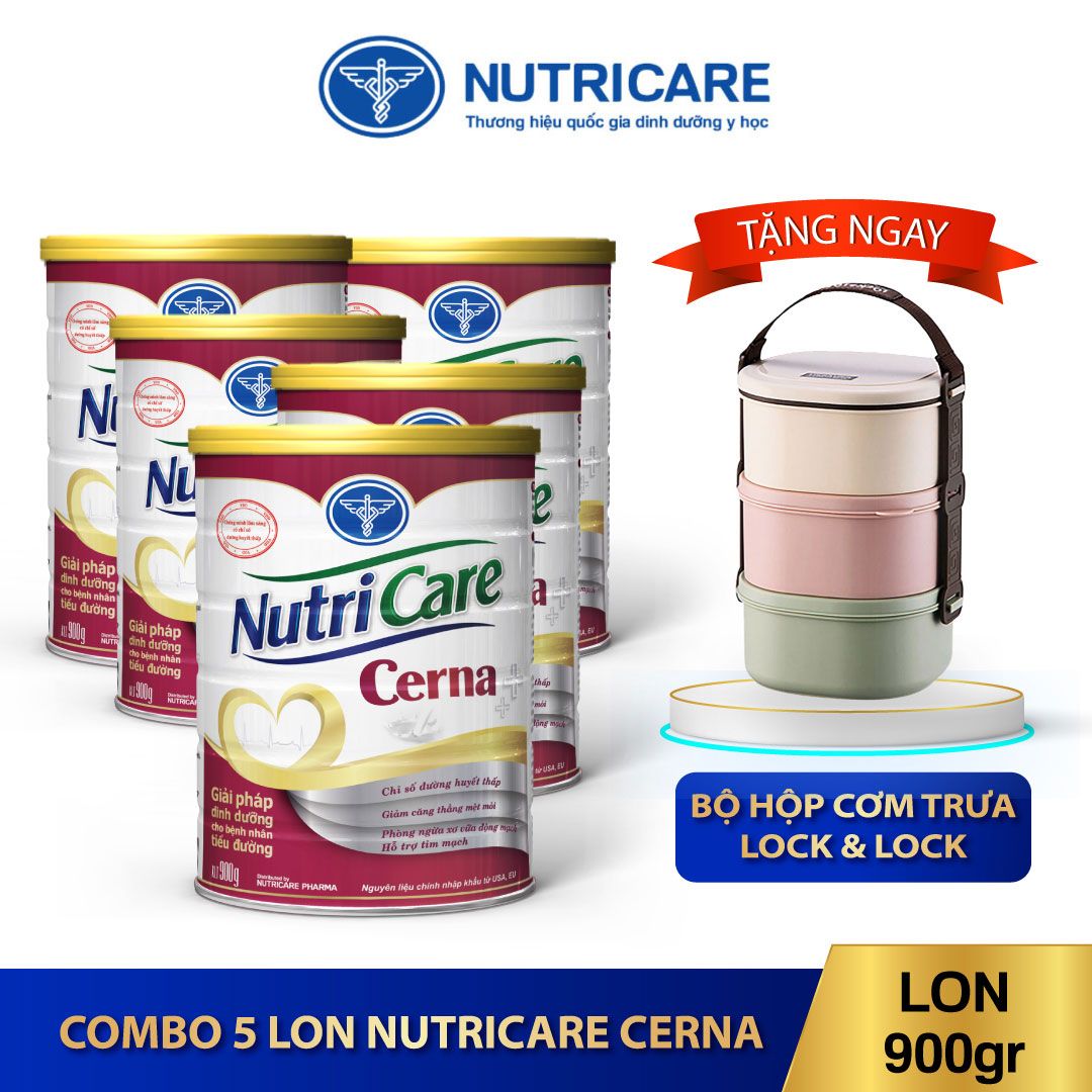 Combo 05 lon Nutricare Cerna 900g - Sữa non tiểu đường – Dinh dưỡng y học