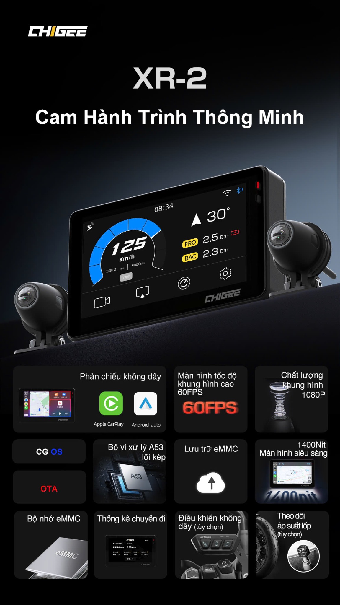 Màn hình dẫn đường Apple Carplay cho xe PKL Chigee XR-2 – Anywhere Man