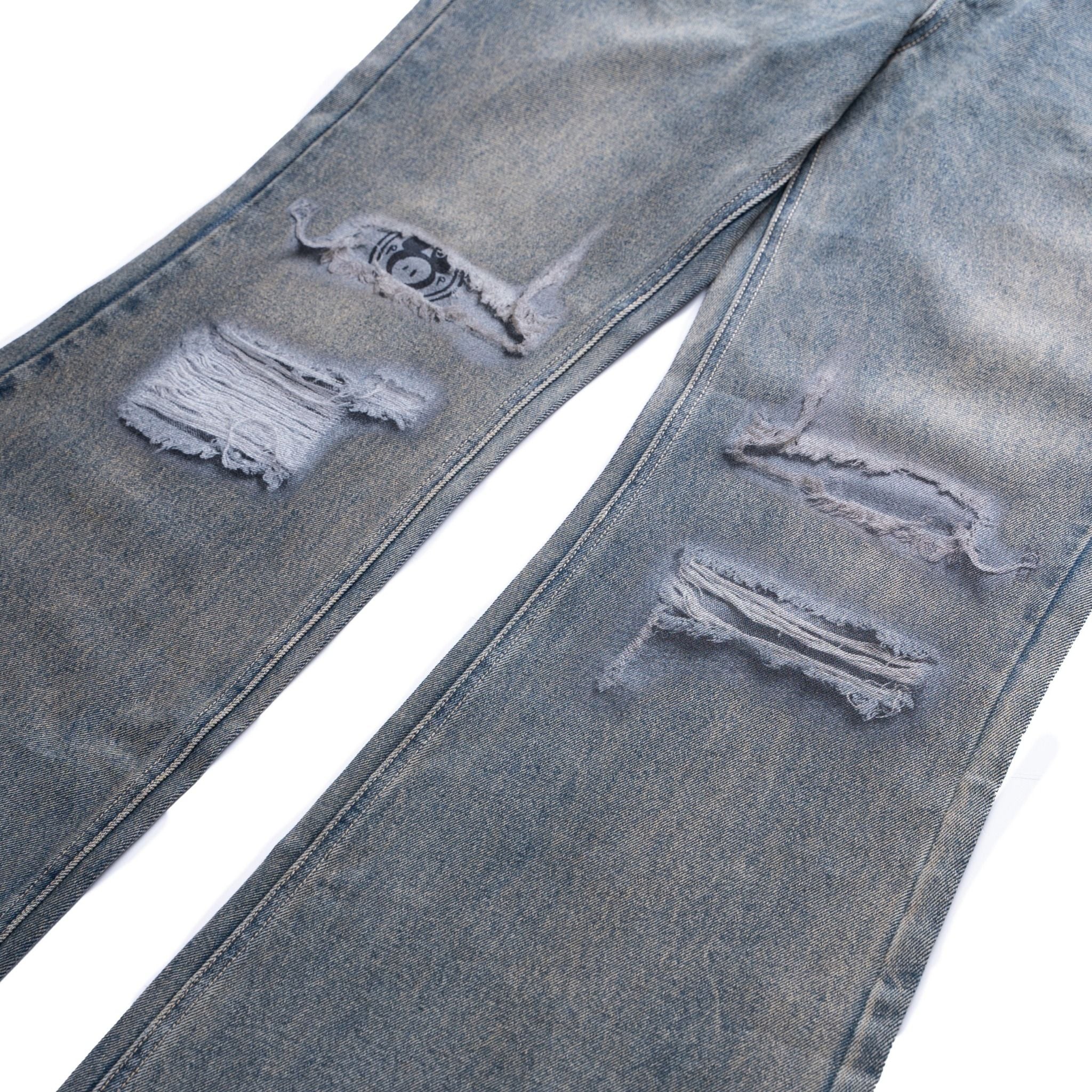 POPPOP FAKE RIPPED BOOTCUT JEANS – Poppophihi