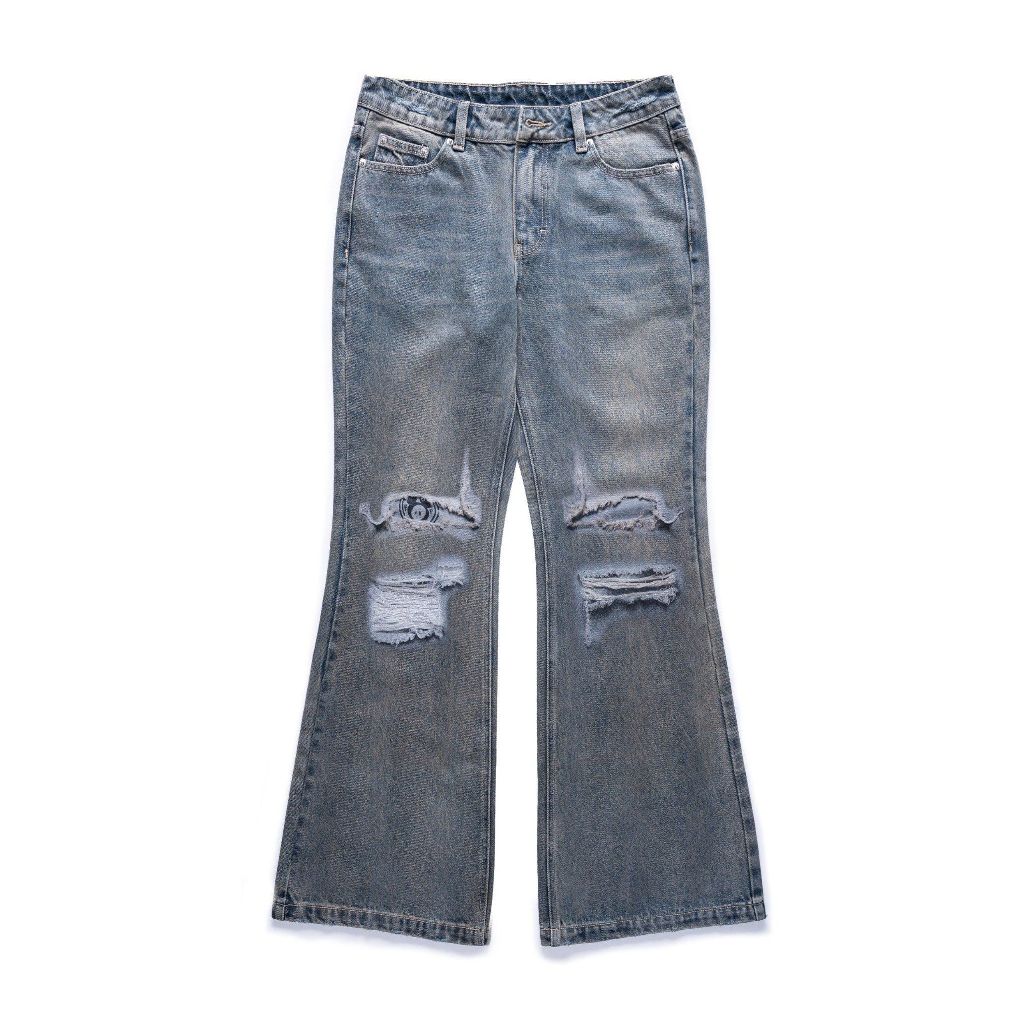 POPPOP FAKE RIPPED BOOTCUT JEANS – Poppophihi