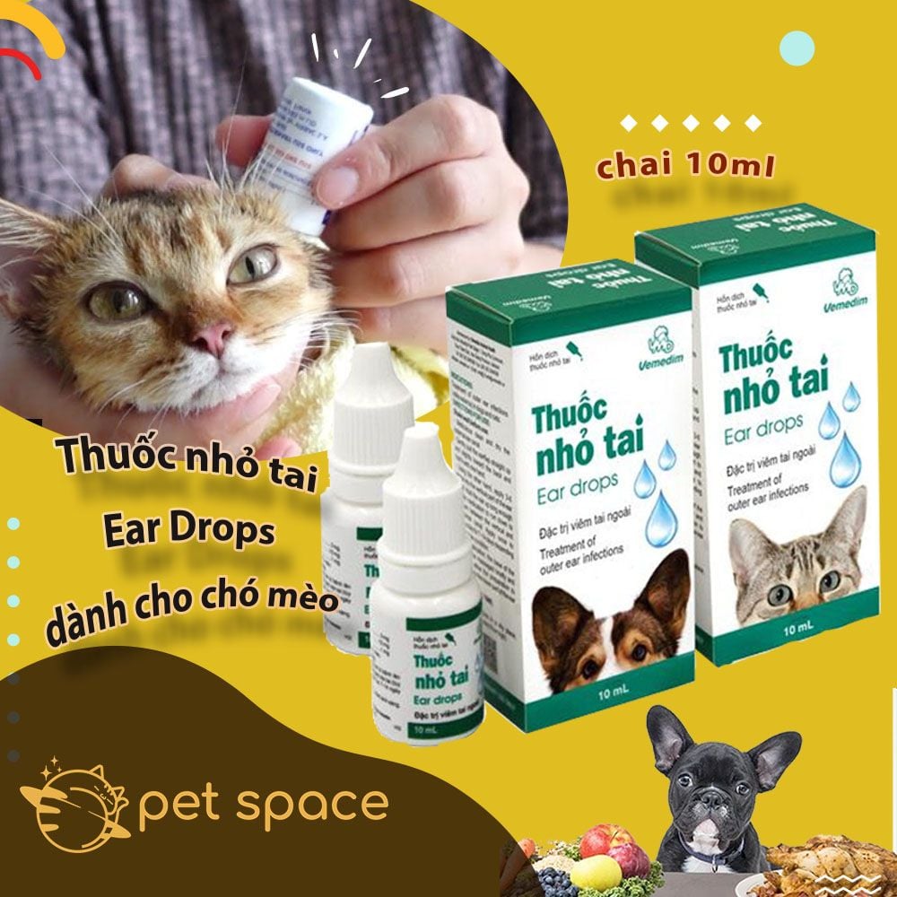 Thuốc nhỏ tai chó mèo VEMEDIM EAR DROPS (Đặc Trị Viêm Tai Chó Mèo 10ml ...