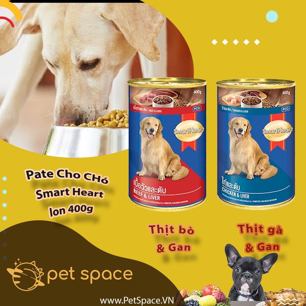 Pate cho chó Smartheart lon 400g hương vị bò và gà – Petspace.vn