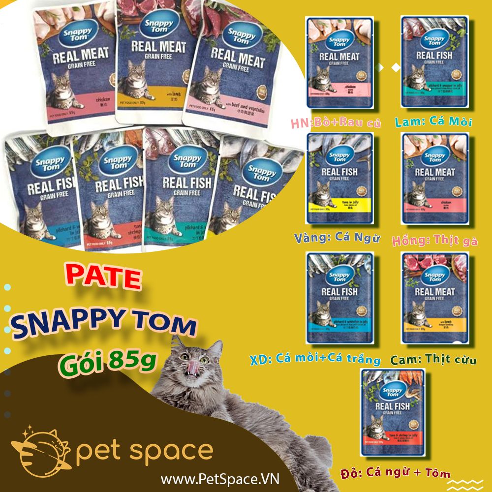 85G - Pate cho mèo SNAPPY TOM gói - 85G – Petspace.vn