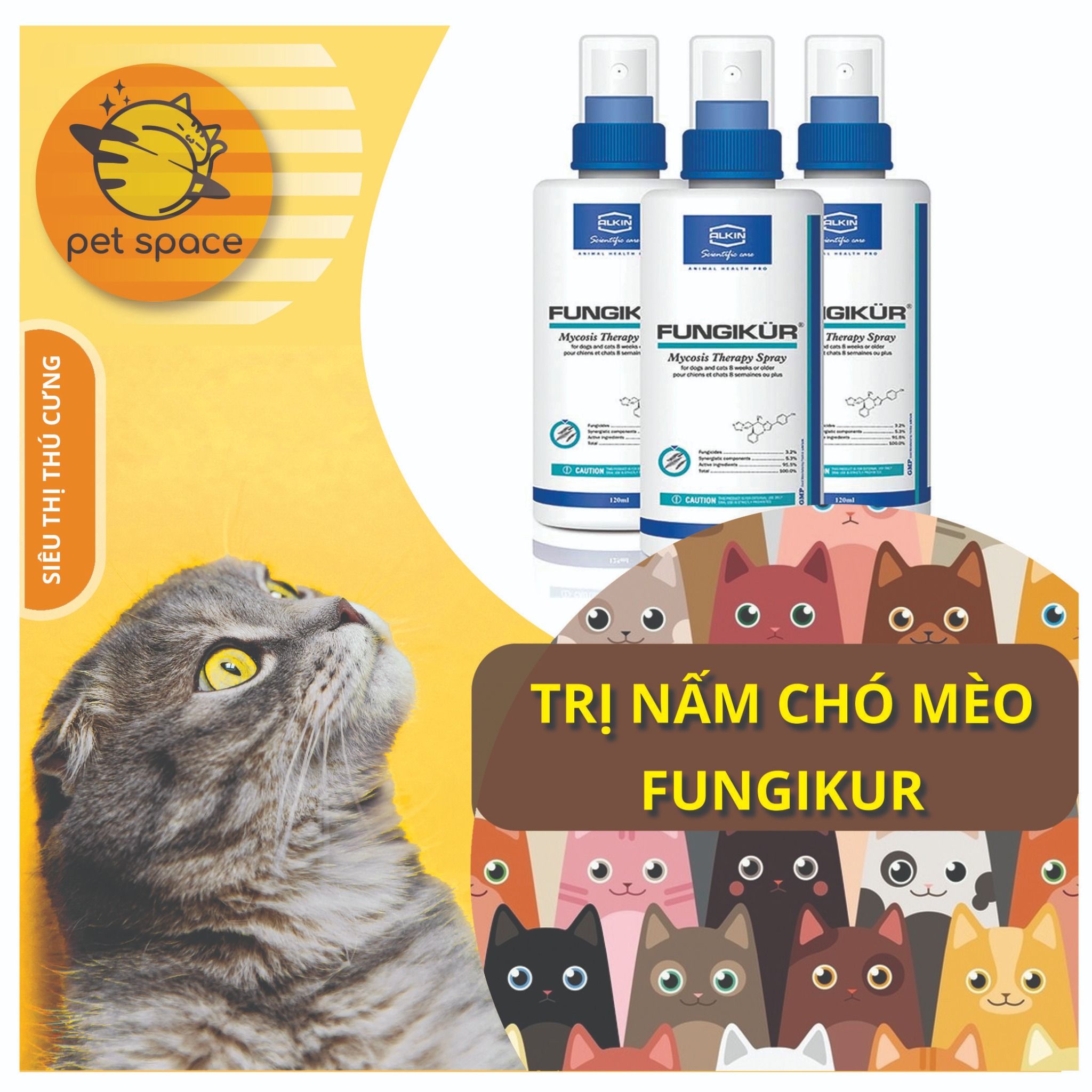 Thuốc xịt trị ghẻ nấm Alkin Fungikur 50ml – Petspace.vn