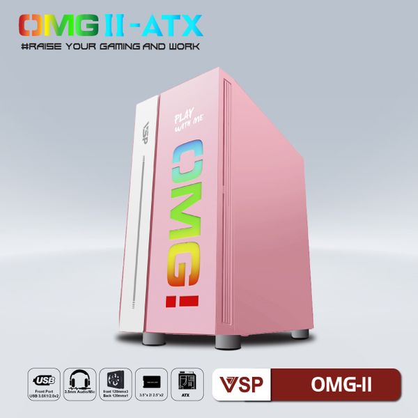 Case VSP LED Gaming OMG-II ATX PINK (Hồng)
