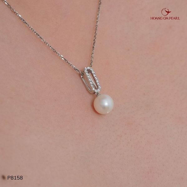 MẶT DÂY CHUYỀN NGỌC TRAI P8138 - NGỌC F TRẮNG - Hoàng Gia Pearl