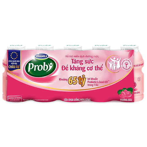 Sữa chua uống Vinamilk Probi hương dâu 65ml (lốc 5) – Siêu Thị Genshai