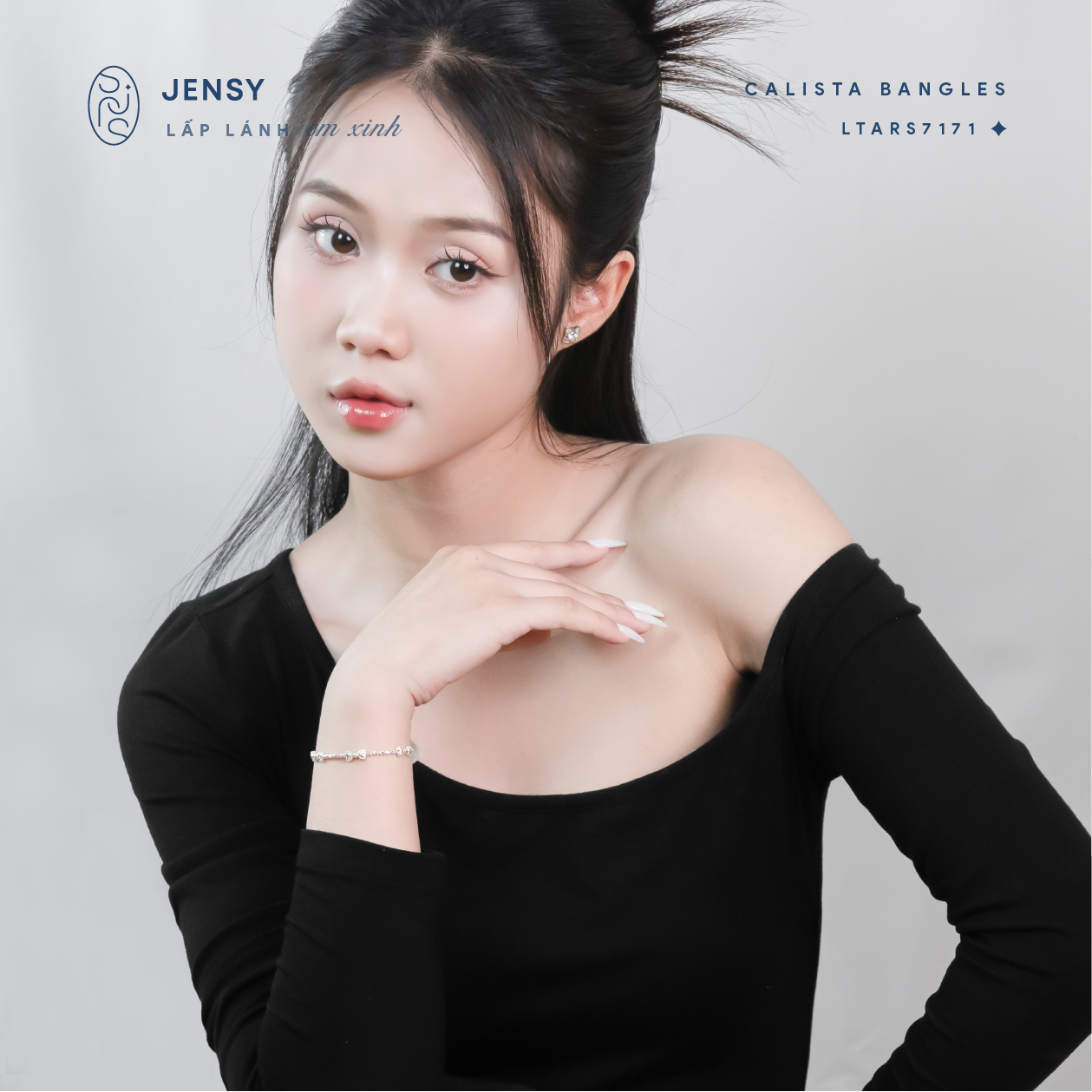 Lắc Tay Bạc Nữ S925 JENSY Dây Hạt Vỡ Charm Nơ "Calista " LTARS7171. Vò ...