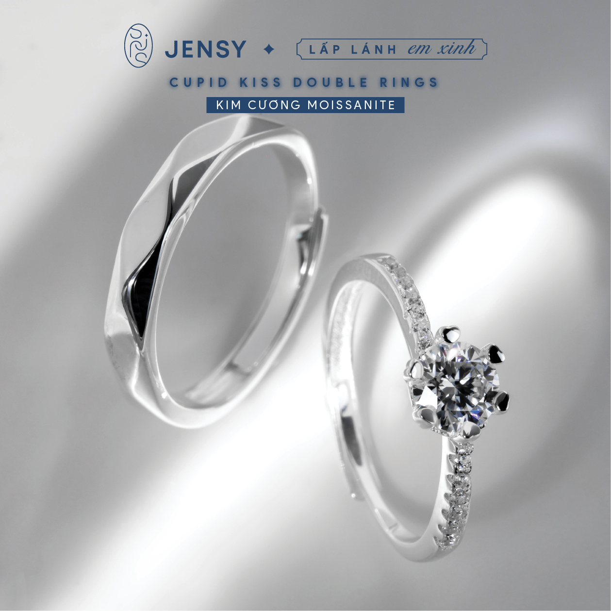 Nhẫn Đôi Bạc S925 Gắn Đá Moissanite NDJ6, Nhẫn Cặp Đôi Bạc Nam Nữ Tìn ...