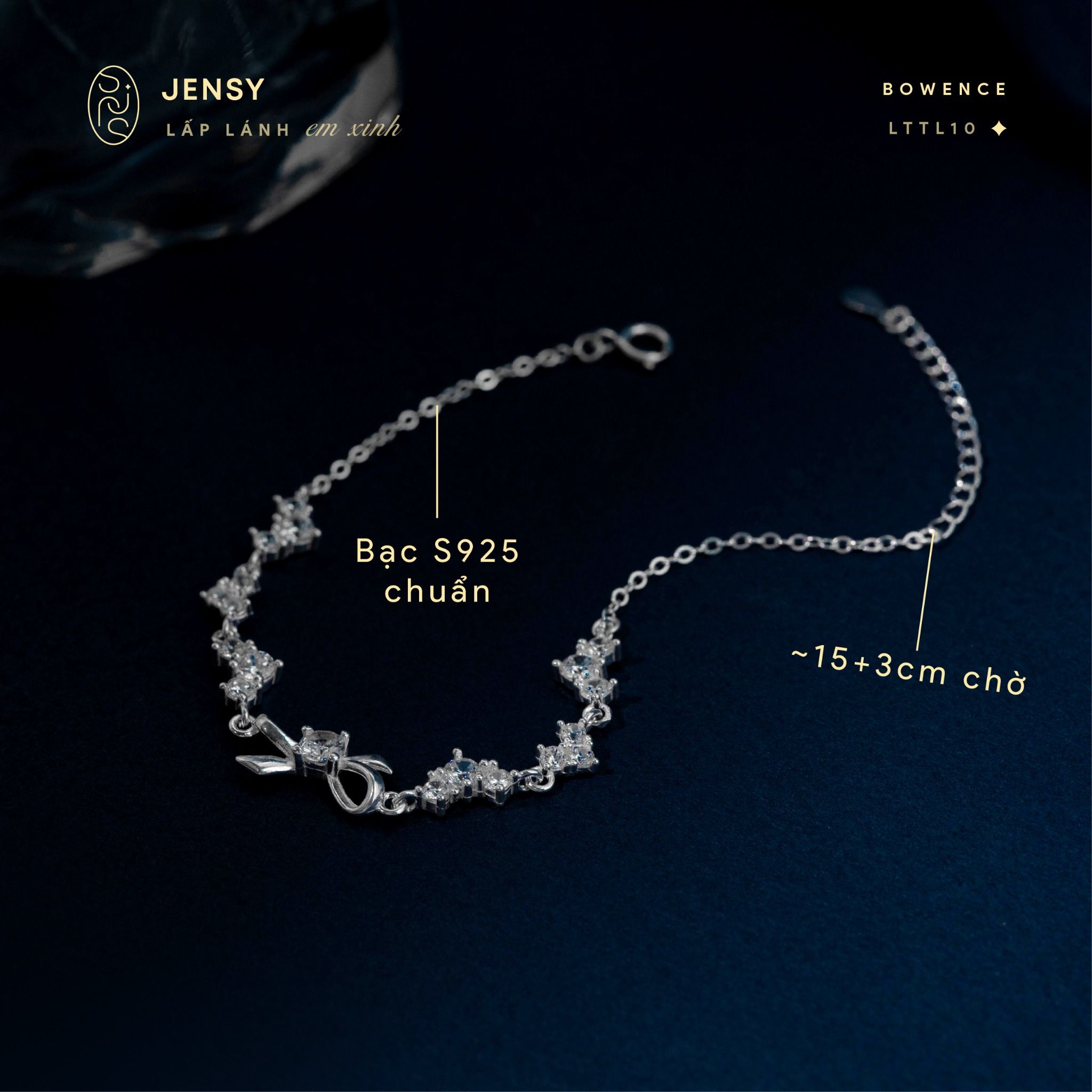 Lắc Tay Bạc Nữ S925 JENSY Hình Nơ "Bowence" LTTL10 . Vòng Tay Bạc Nữ X – Jensy.vn