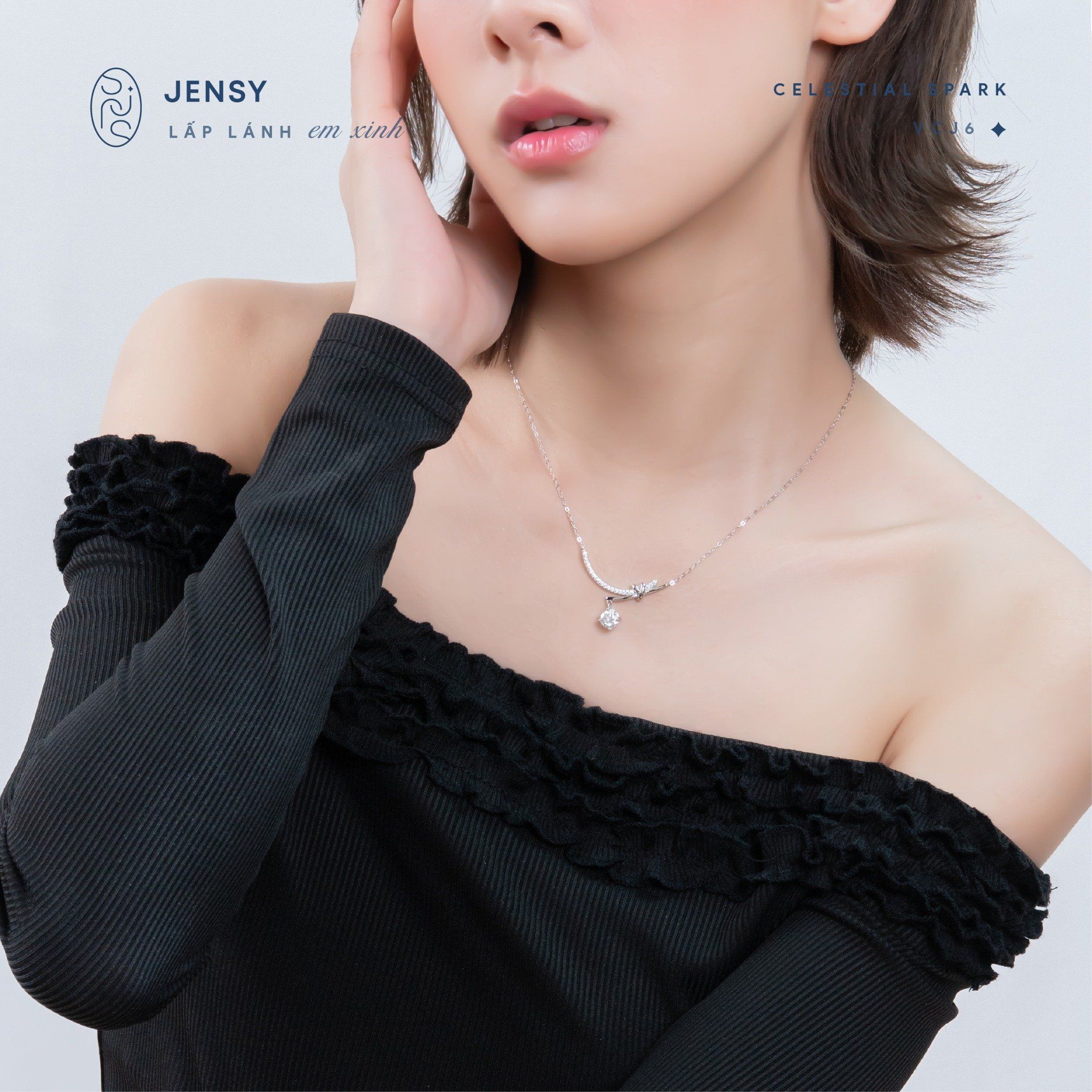 Dây Chuyền Kim Cương Moissanite 7 Ly JENSY Xi Bạch Kim, Kiểm Định GRA – Jensy.vn